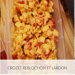Recipe Ski - Crozet with reblochon cheese and bacon - FRIJE