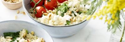 Recipe Spinach, cherry tomato, and goat cheese risotto - FRIJE
