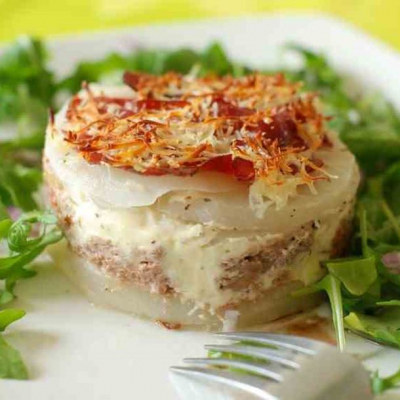 Recipe Light Millefeuille with Potato-Ricotta and Grisons Meat - FRIJE